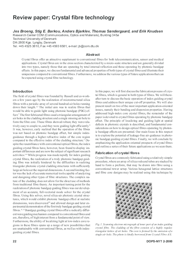 (PDF) Review paper: Crystal fibre technology