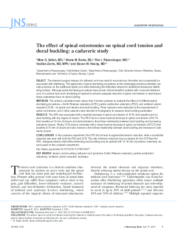 (PDF) The effect of spinal osteotomies on spinal cord tension and dural ...
