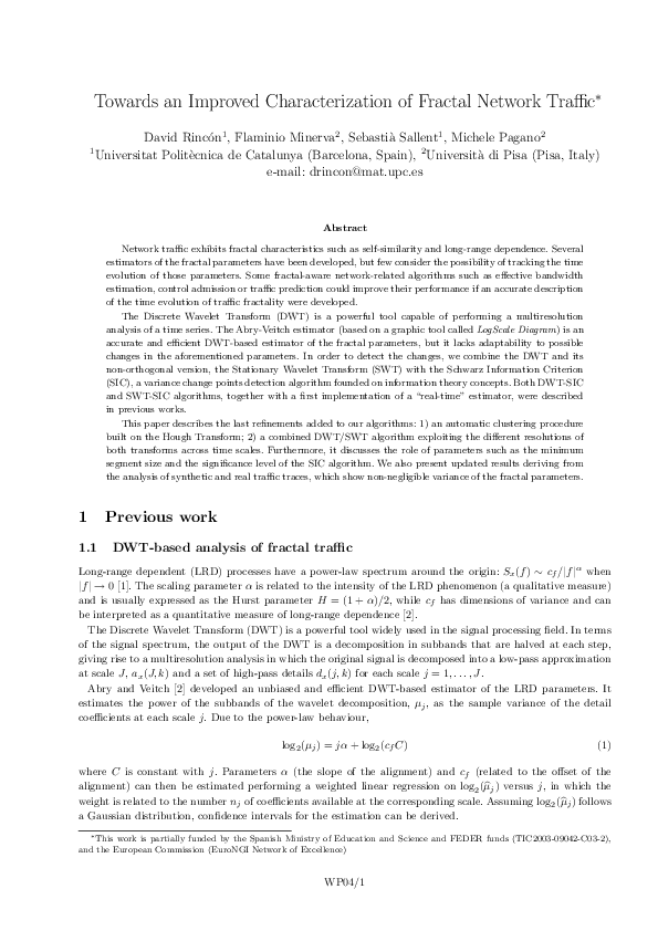 (PDF) Towards an Improved Characterization of Fractal Network Traffic