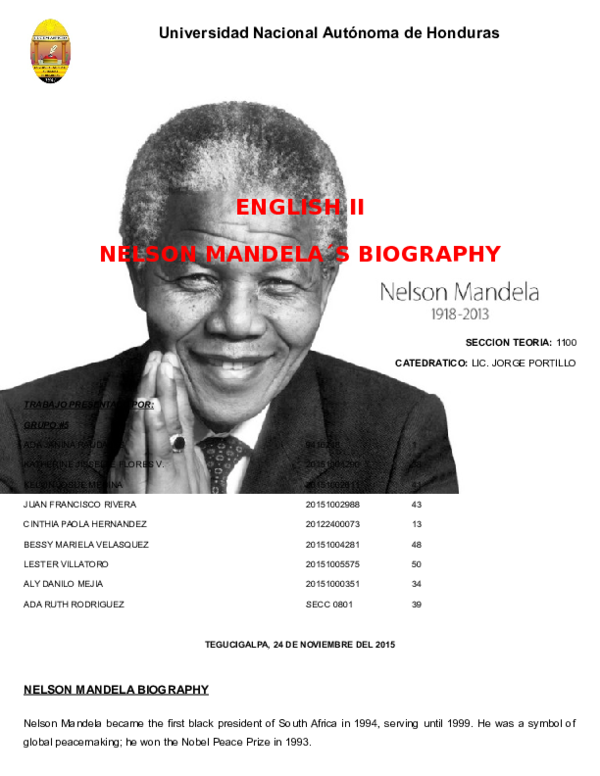 (DOC) ENGLISH II NELSON MANDELA'S BIOGRAPHY