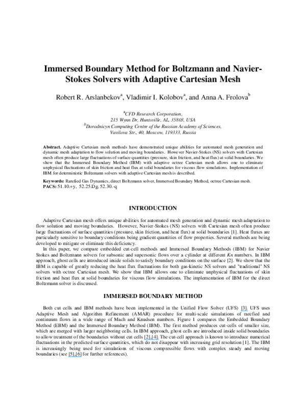 (PDF) Immersed Boundary Method for Boltzmann and Navier-Stokes Solvers ...