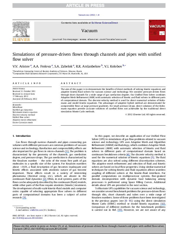 (PDF) Simulations of pressure-driven flows through channels and pipes with unified flow solver