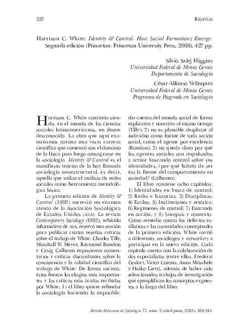 (PDF) Harrison White o el Heráclito sociológico