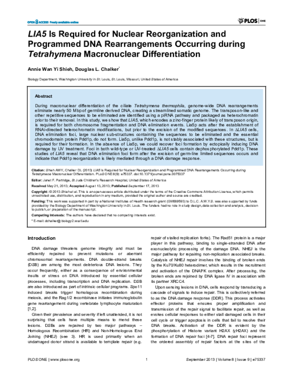 (PDF) LIA5 Is Required for Nuclear Reorganization and Programmed DNA ...