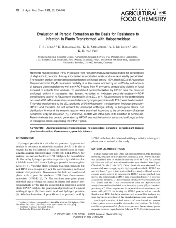 (PDF) Evaluation of Peracid Formation as the Basis for Resistance to ...