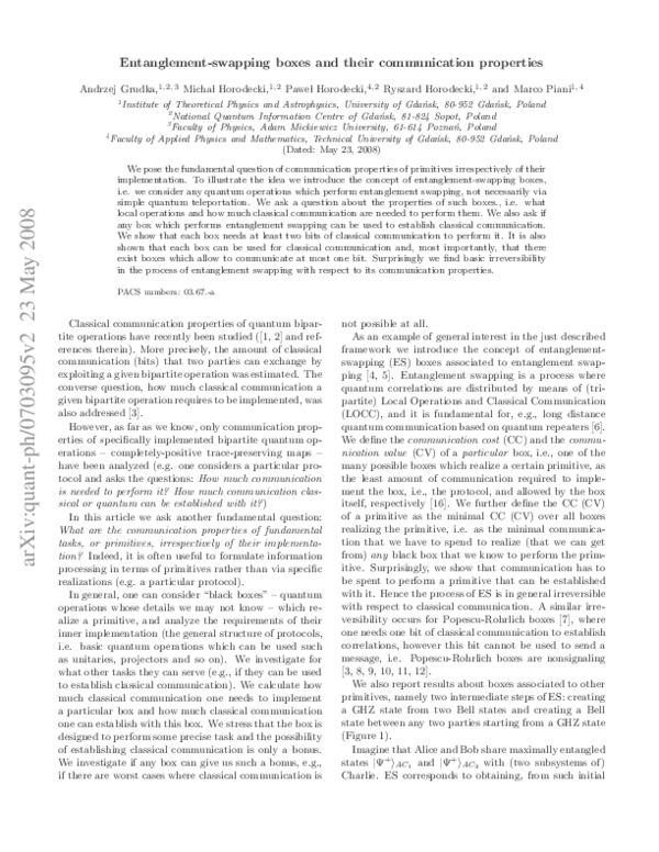 (PDF) Entanglement-swapping boxes and their communication properties