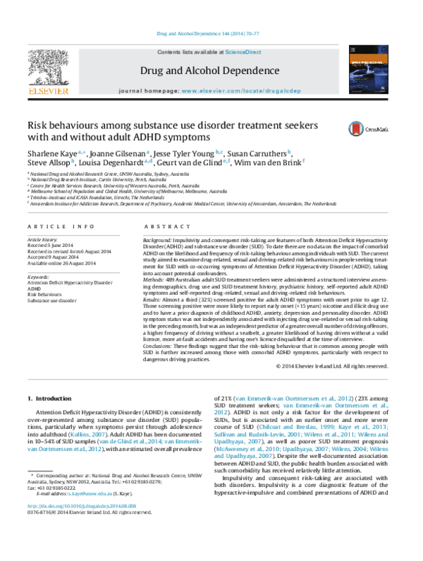 (PDF) Risk behaviours among substance use disorder treatment seekers ...