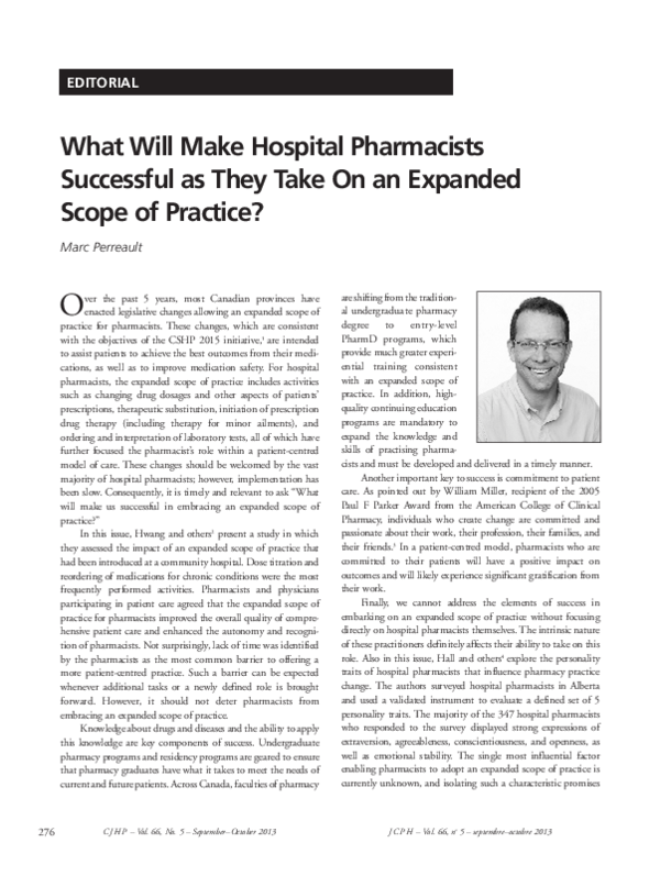 (PDF) What Will Make Hospital Pharmacists Successful as They Take On an ...
