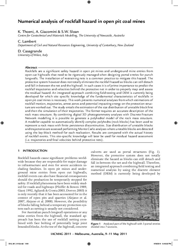 (PDF) Numerical analysis of rockfall hazard in open pit coal mines