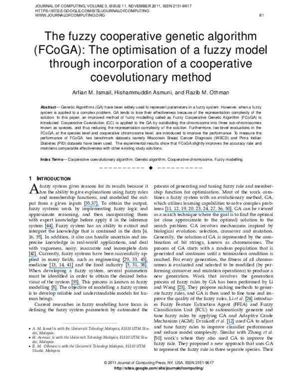 (PDF) The fuzzy cooperative genetic algorithm (FCoGA): The optimisation of a fuzzy model through ...