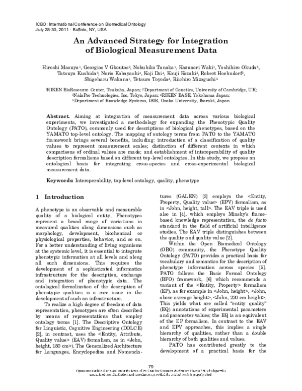 (PDF) An Advanced Strategy for Integration of Biological Measurement Data