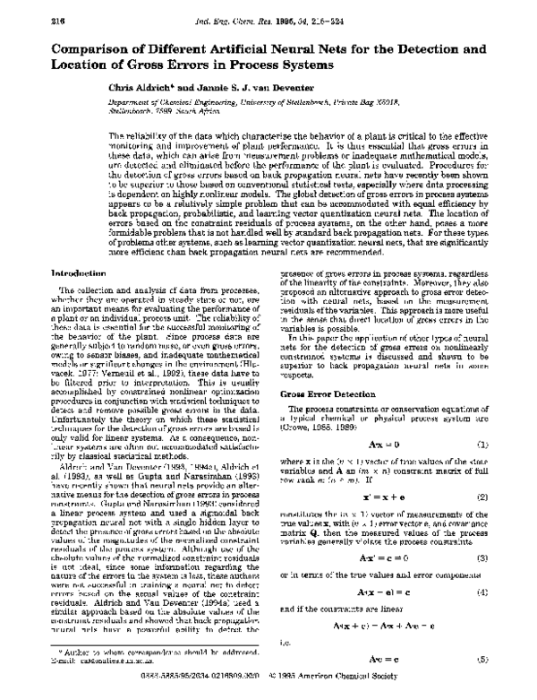 Pdf Comparison Of Different Artificial Neural Nets For The Detection