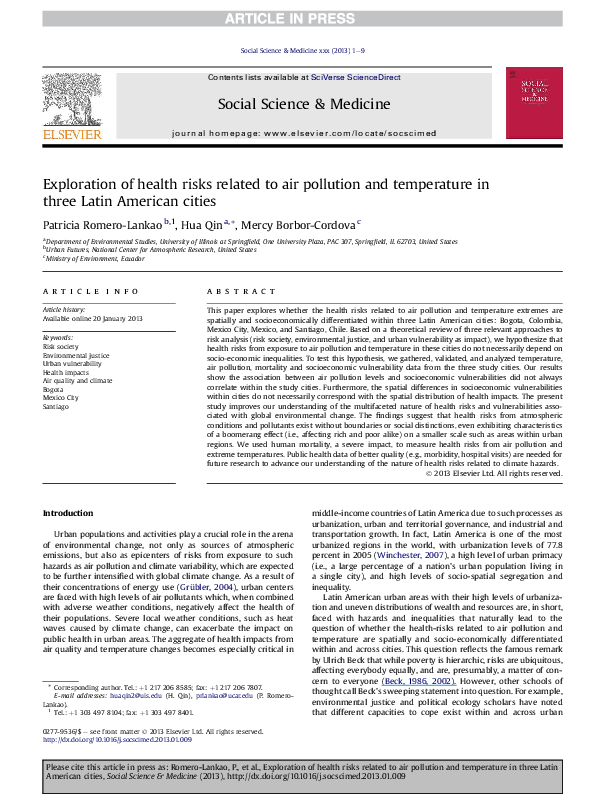 (PDF) Exploration of health risks related to air pollution and ...