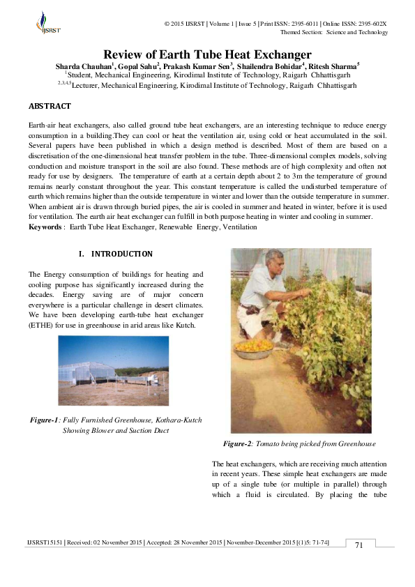 (PDF) Review of Earth Tube Heat Exchanger