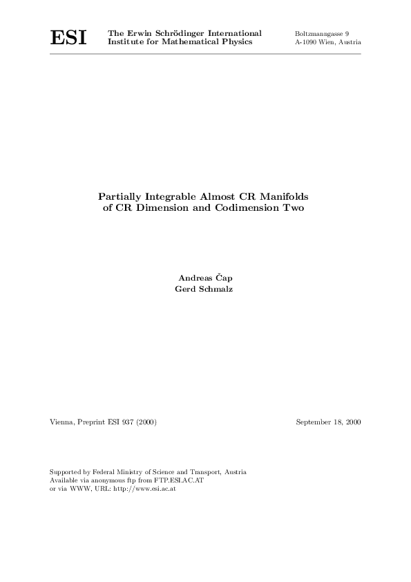 (PDF) Partially integrable almost CR manifolds of CR dimension and ...