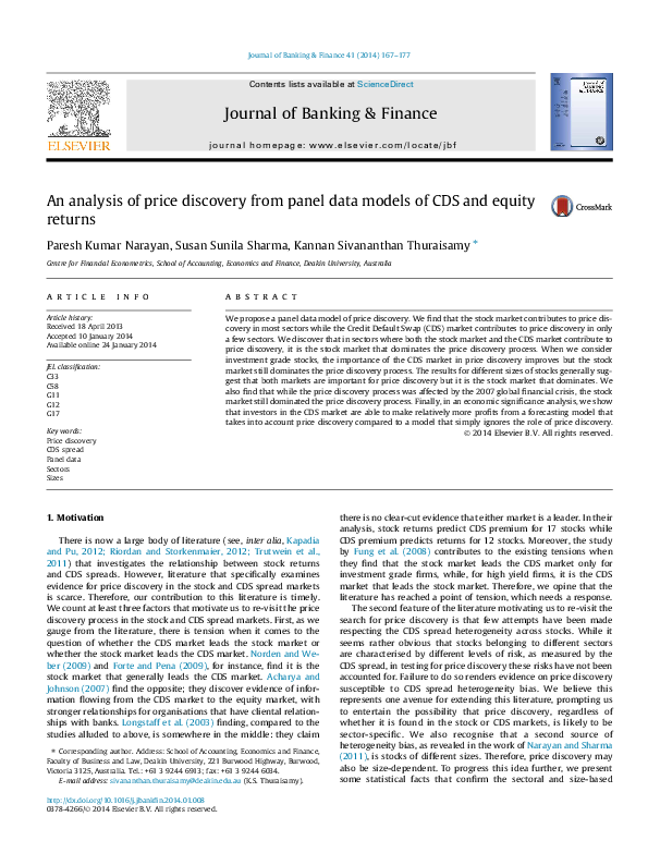 (PDF) An analysis of price discovery from panel data models of CDS and ...