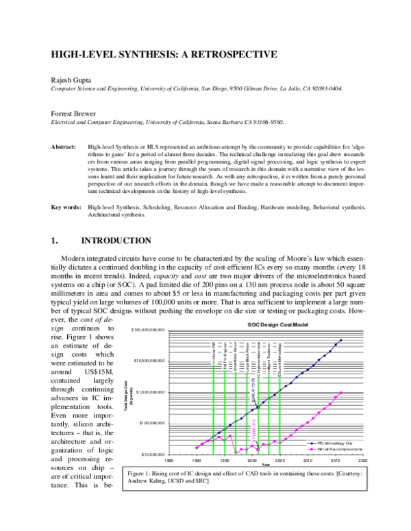 (PDF) High-Level Synthesis: A Retrospective