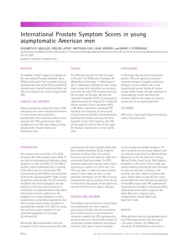 (PDF) International Prostate Symptom Scores in young asymptomatic ...