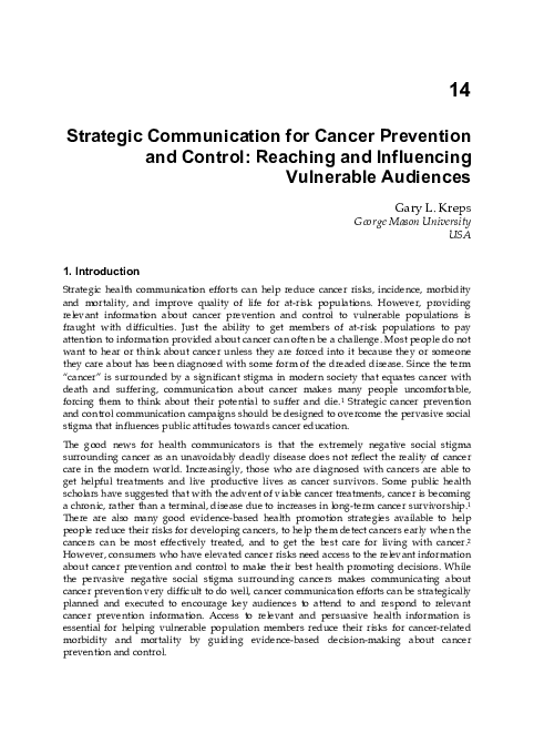 (PDF) Strategic Communication for Cancer Prevention and Control ...