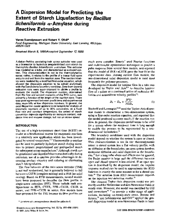 (PDF) A dispersion model for predicting the extent of starch ...