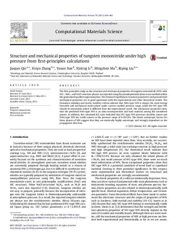 (PDF) Phase stability and physical properties of Ta 5 Si 3 compounds from first-principles ...