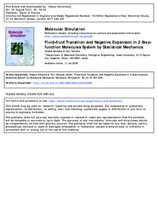 (PDF) Fluid–fluid Transition and Negative Expansion in 2 Step-function ...