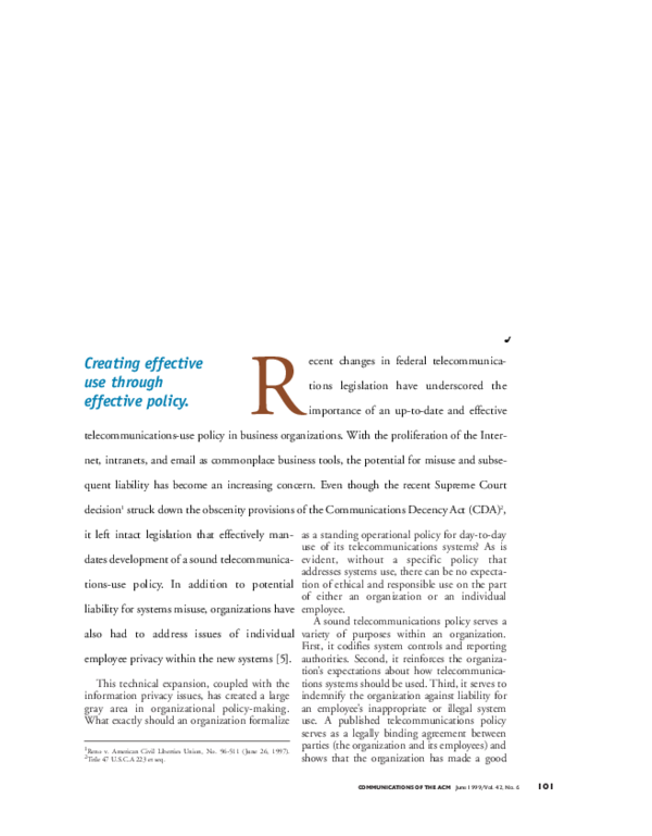 (PDF) Considerations for an effective telecommunications-use policy