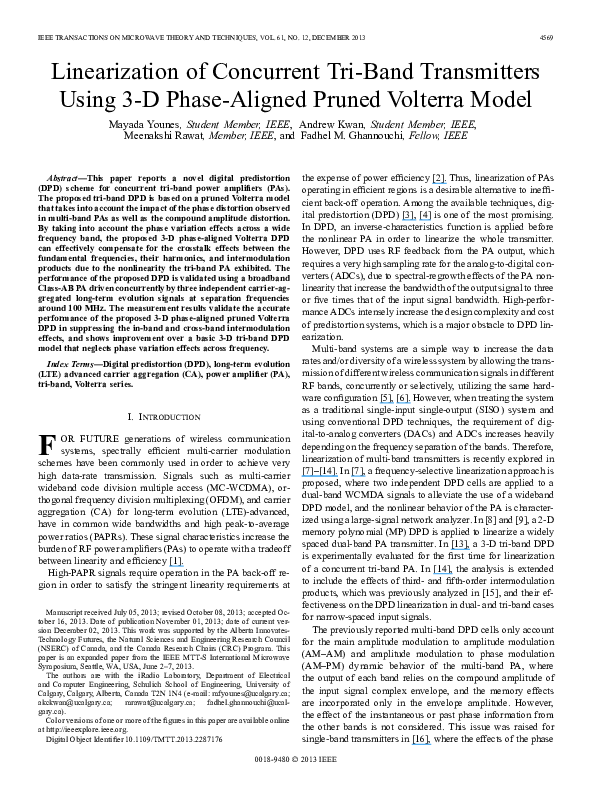 (PDF) Linearization of Concurrent Tri-Band Transmitters Using 3-D Phase ...