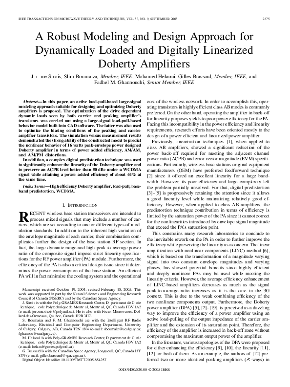 (PDF) A robust modeling and design approach for dynamically loaded and digitally linearized ...