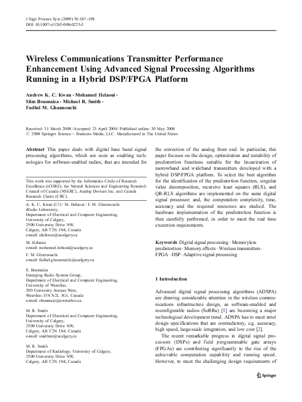 (PDF) Wireless Communications Transmitter Performance Enhancement Using Advanced Signal ...