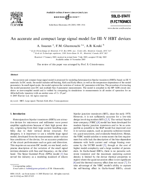 (PDF) An accurate and compact large signal model for III–V HBT devices ...
