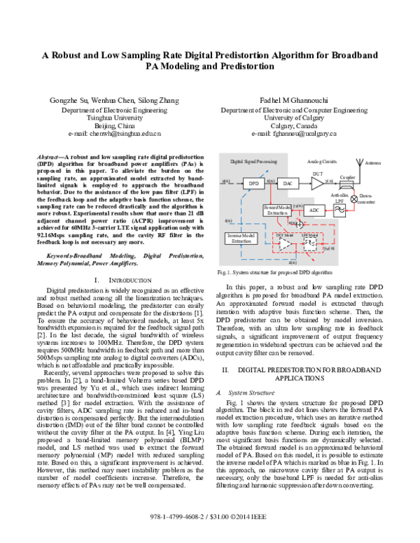 (PDF) A robust and low sampling rate digital predistortion algorithm for broadband PA modeling ...