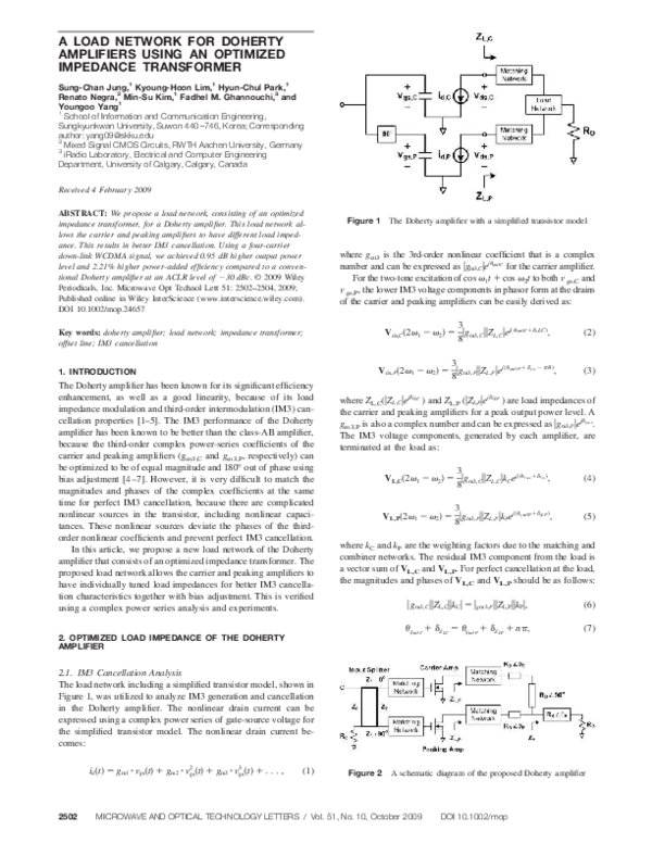 (PDF) A load network for Doherty amplifiers using an optimized impedance transformer