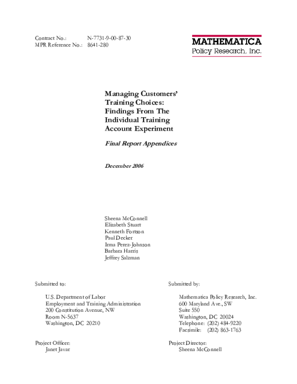 (PDF) Managing Customers' Training Choices: Findings from the ...