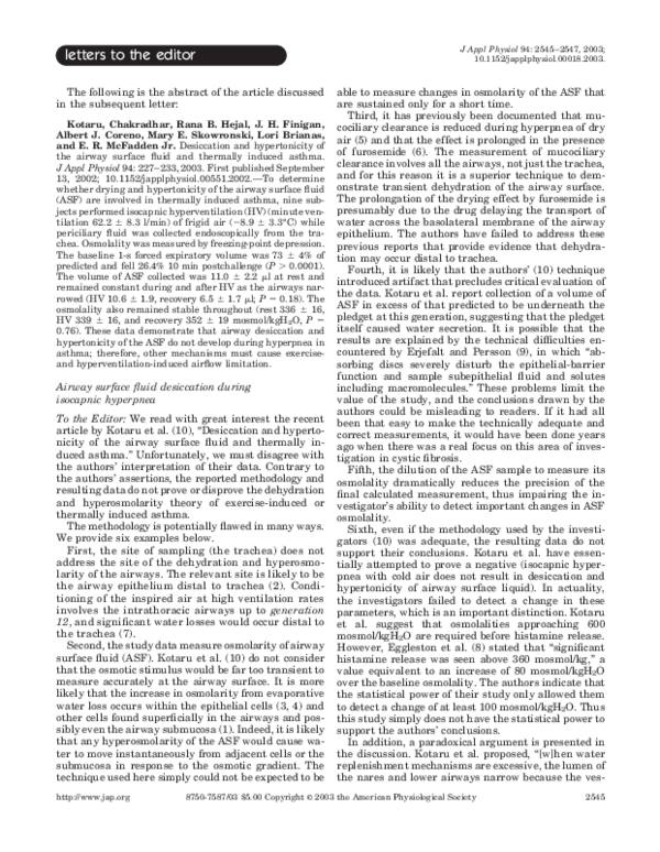 (PDF) Airway surface fluid desiccation during isocapnic hyperpnea