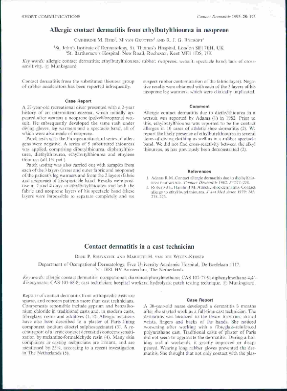 (PDF) Allergic contact dermatitis from ethylbutylthiourea in neoprene ...