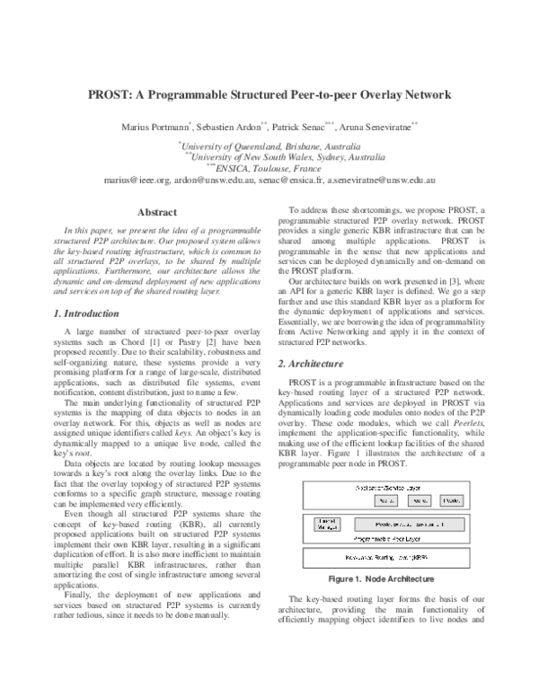 (PDF) PROST: a programmable structured peer-to-peer overlay network