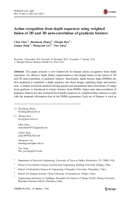 (PDF) Action recognition from depth sequences using weighted fusion of 2D and 3D auto ...