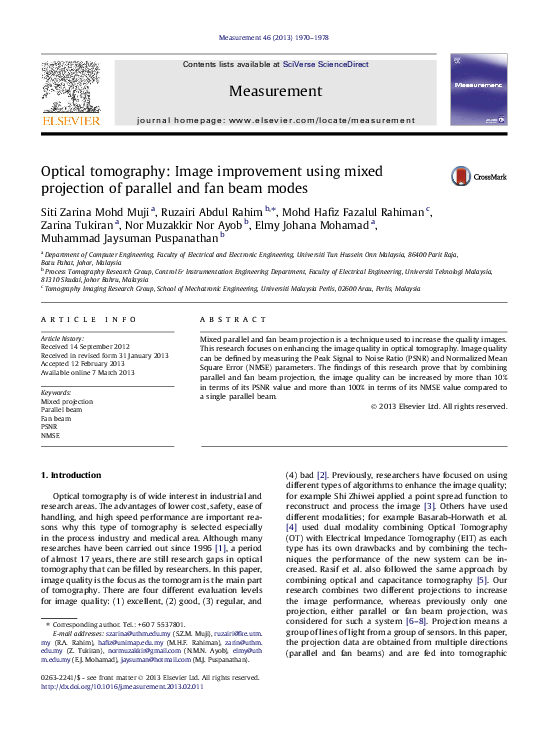 (PDF) Optical tomography: Image improvement using mixed projection of ...