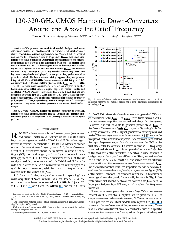 (PDF) 130-320-GHz CMOS Harmonic Down-Converters Around and Above the ...