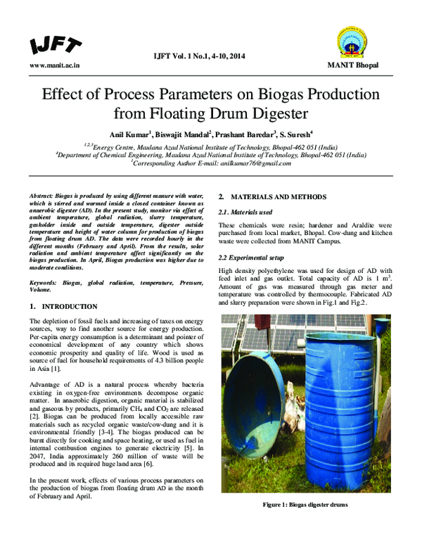 (PDF) Effect of Process Parameters on Biogas Production from Floating ...
