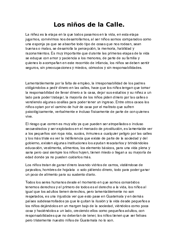(DOC) Los niños de la Calle