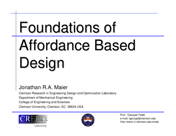 (PDF) Foundations of affordance based design