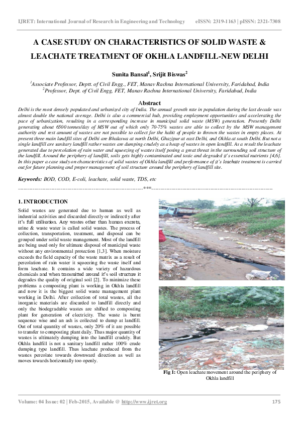 (PDF) A CASE STUDY ON CHARACTERISTICS OF SOLID WASTE & LEACHATE ...