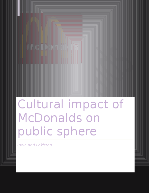 (DOC) Cultural impact of McDonald on public sphere: India & Pakistan