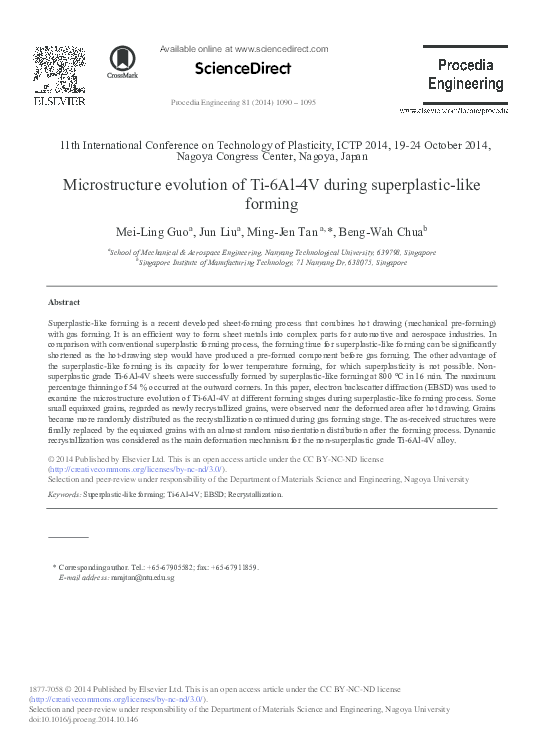 Pdf Microstructure Evolution Of Ti 6al 4v During Superplastic Like