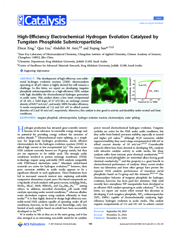 (PDF) High-Efficiency Electrochemical Hydrogen Evolution Catalyzed by ...