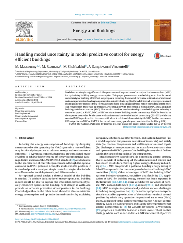 (PDF) Handling model uncertainty in model predictive control for energy ...
