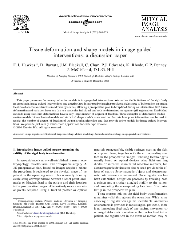 (PDF) Tissue deformation and shape models in image-guided interventions ...