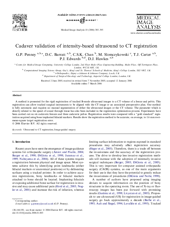 (PDF) Cadaver validation of intensity-based ultrasound to CT ...